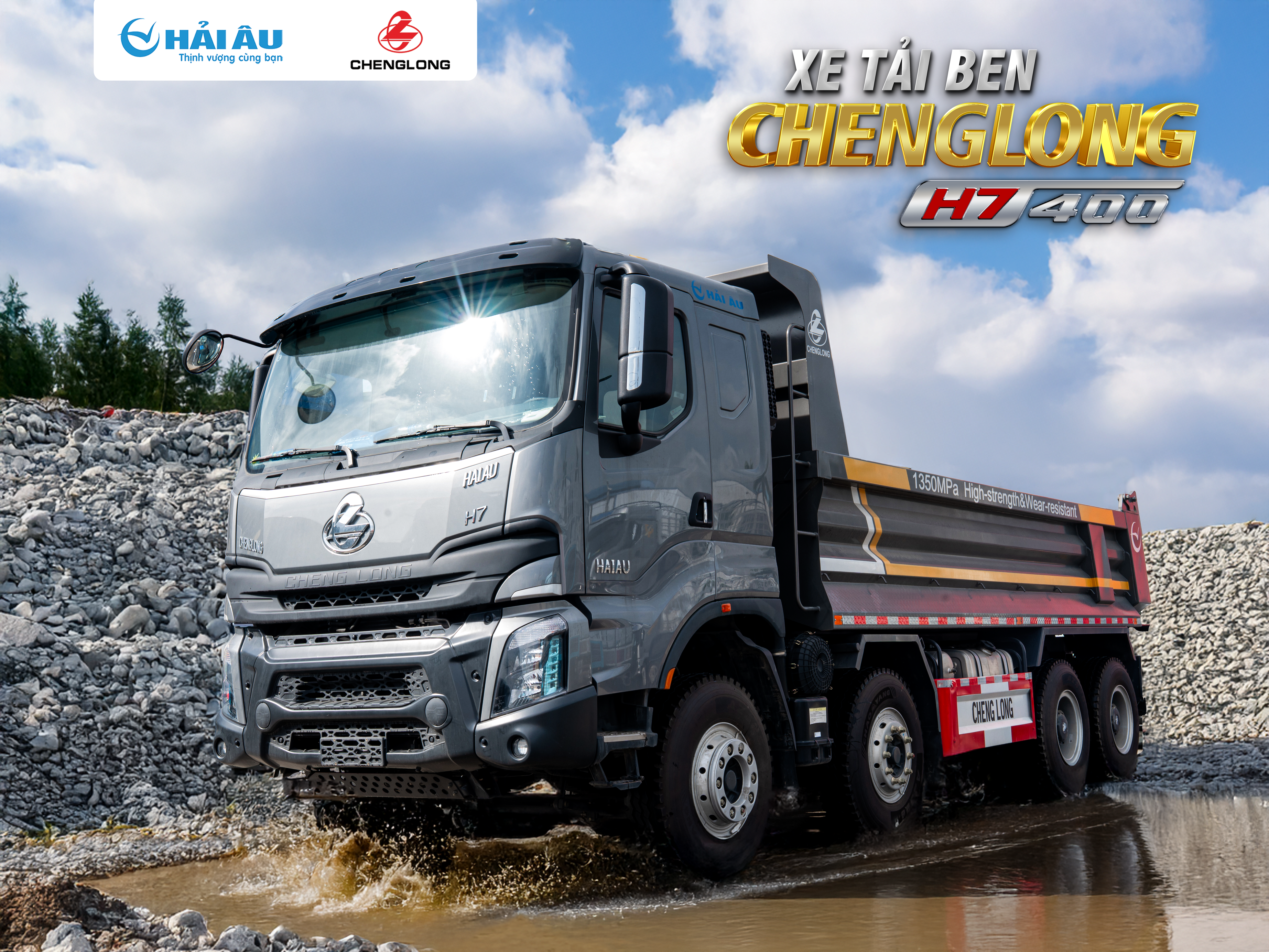 XE TẢI BEN CHENGLONG H7 400 HP (8X4) CẦU DẦU